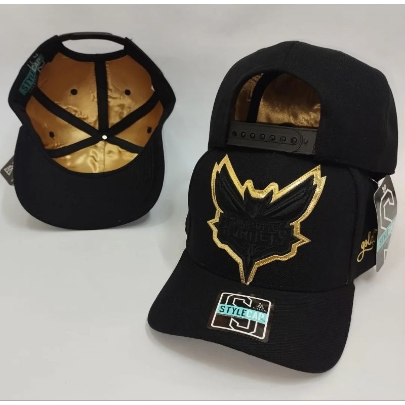boné Charlotte Hornets NBA basquete / linha Premium Golden/masculino e ...