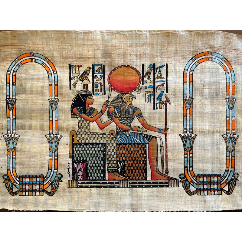 Papiro Cleópatra e Deus Hórus com cartuchos 20x30 - Importado do Egito ...