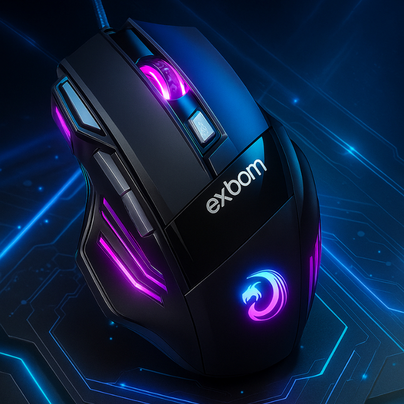 Mouse Gamer Exbom G260 com LED RGB Profissional 3200 DPI Ergonômico Com ...