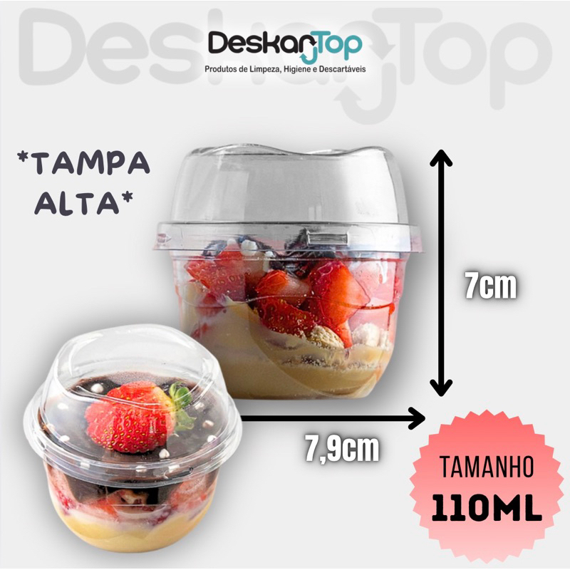 Pote Mousse Doces com Tampa Alta 110ml Bolo de Pote Sobremesas Doceria ...