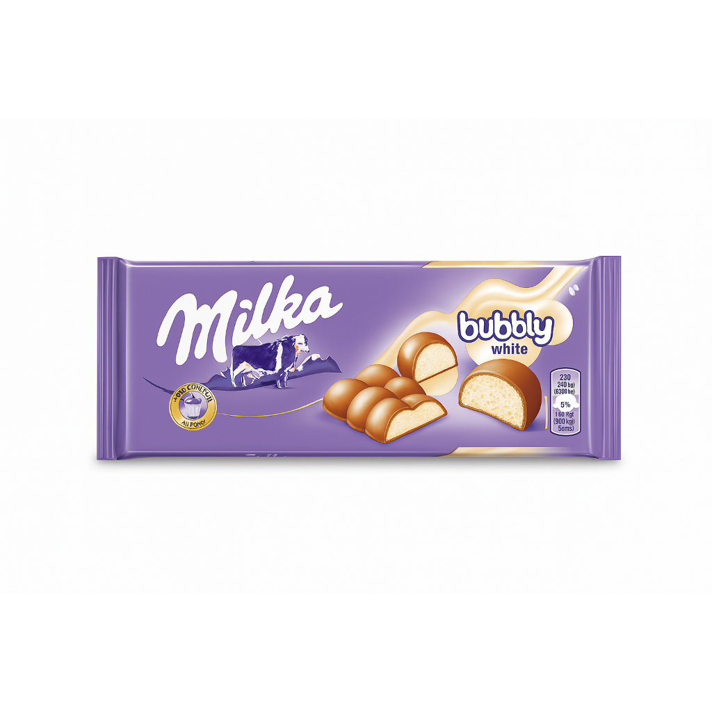 Barra de chocolate Milka Bubbly White 90g-Milka | Shopee Brasil