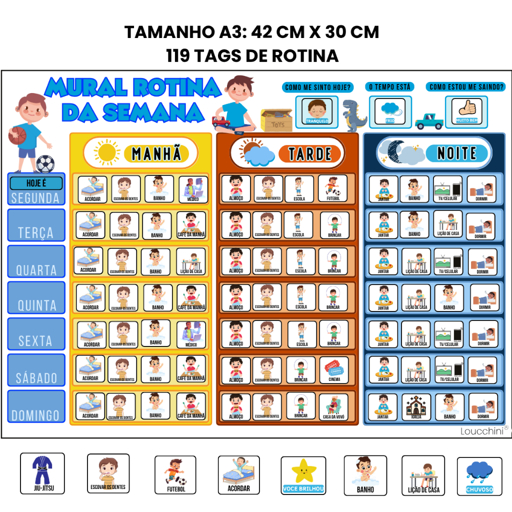 Quadro De Rotina Semanal Infantil Imantado A3 (42x30 Cm) | Shopee Brasil