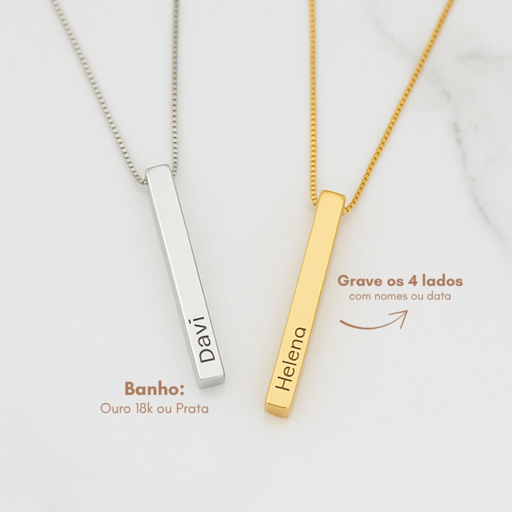 Colar Barra 3d lados Personalizado Spotify Code Nomes, Data, Frase ...