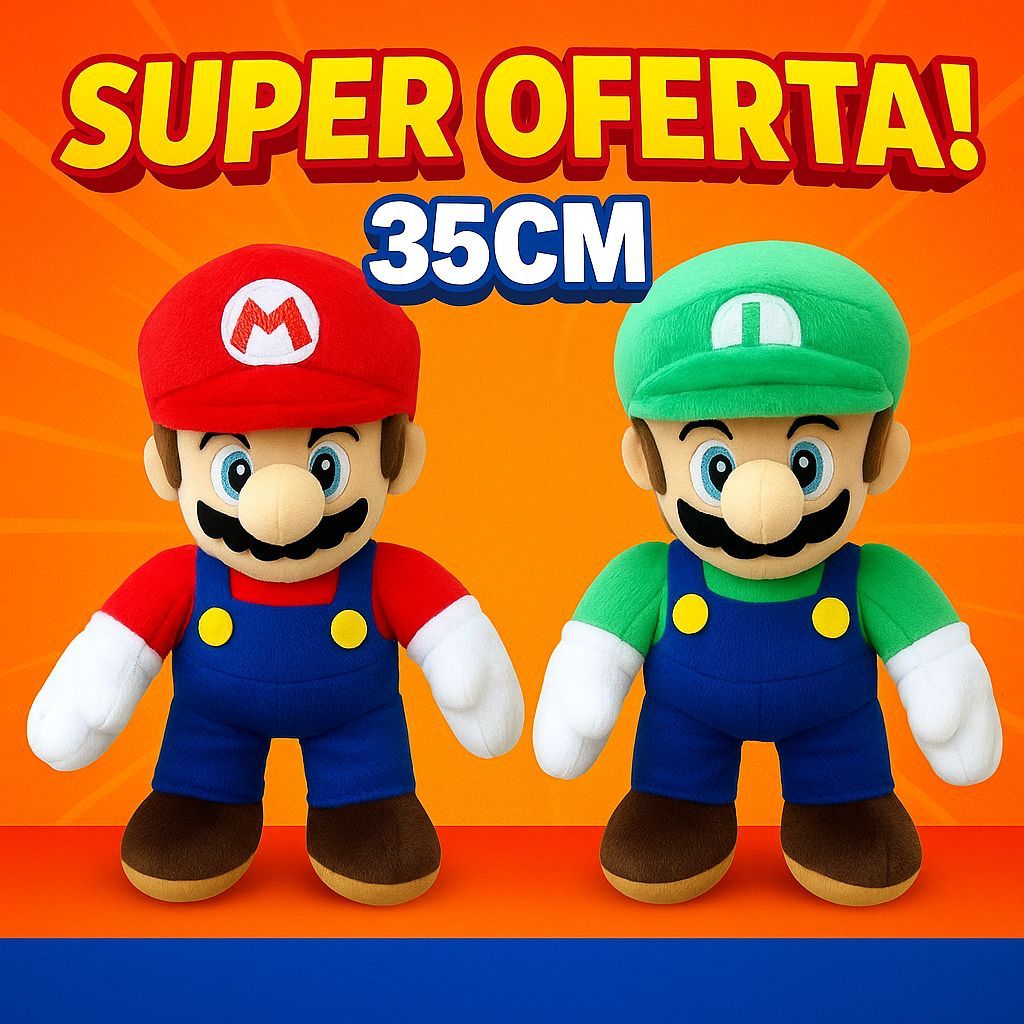 Pelúcia 35CM Mario e Luigi Super Mario Bros Antialérgica Presente ...