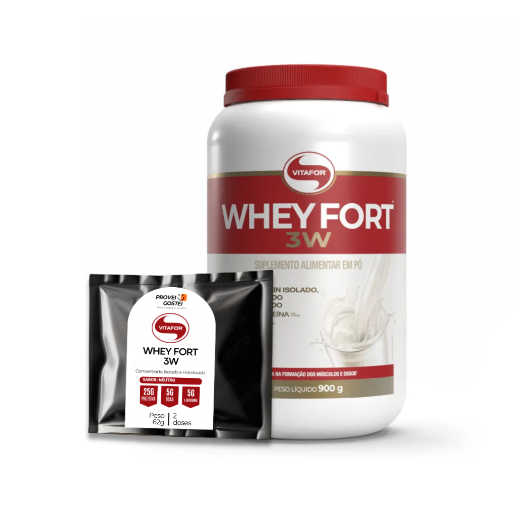 Whey Fort 3W - Sabor Neutro - 2 doses - 62g - Vitafor | Shopee Brasil