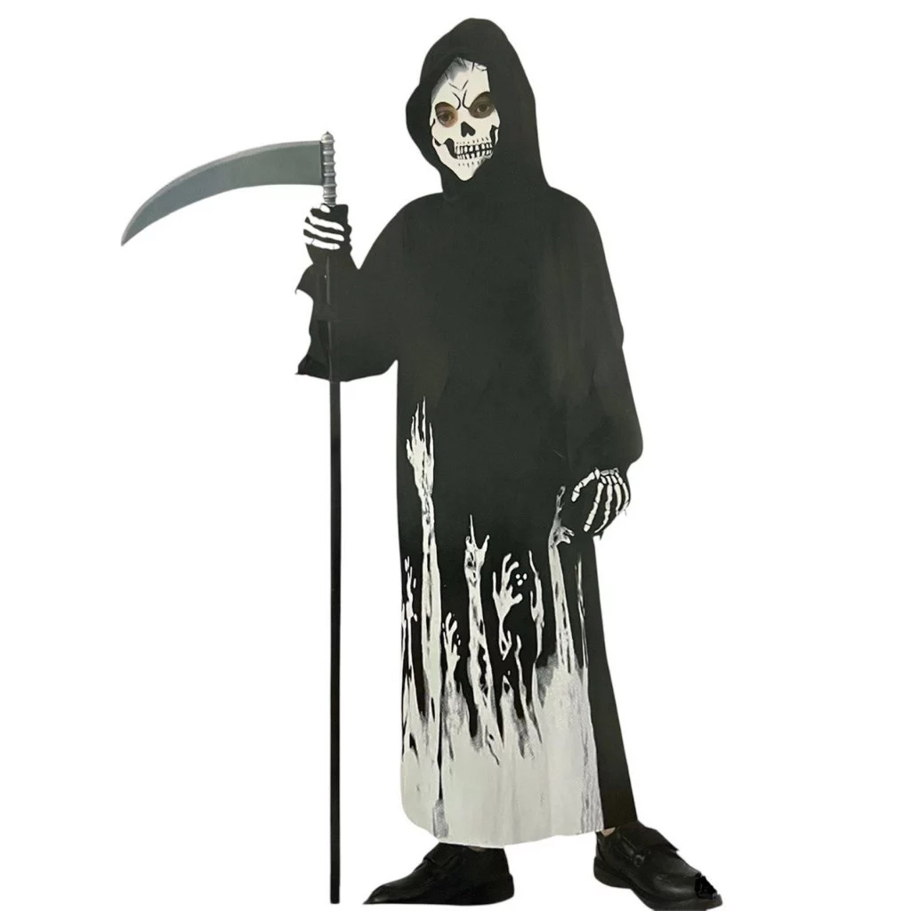 Kit Fantasia Cosplay Túnica da Morte + Foice Ceifadora Terror Festa ...