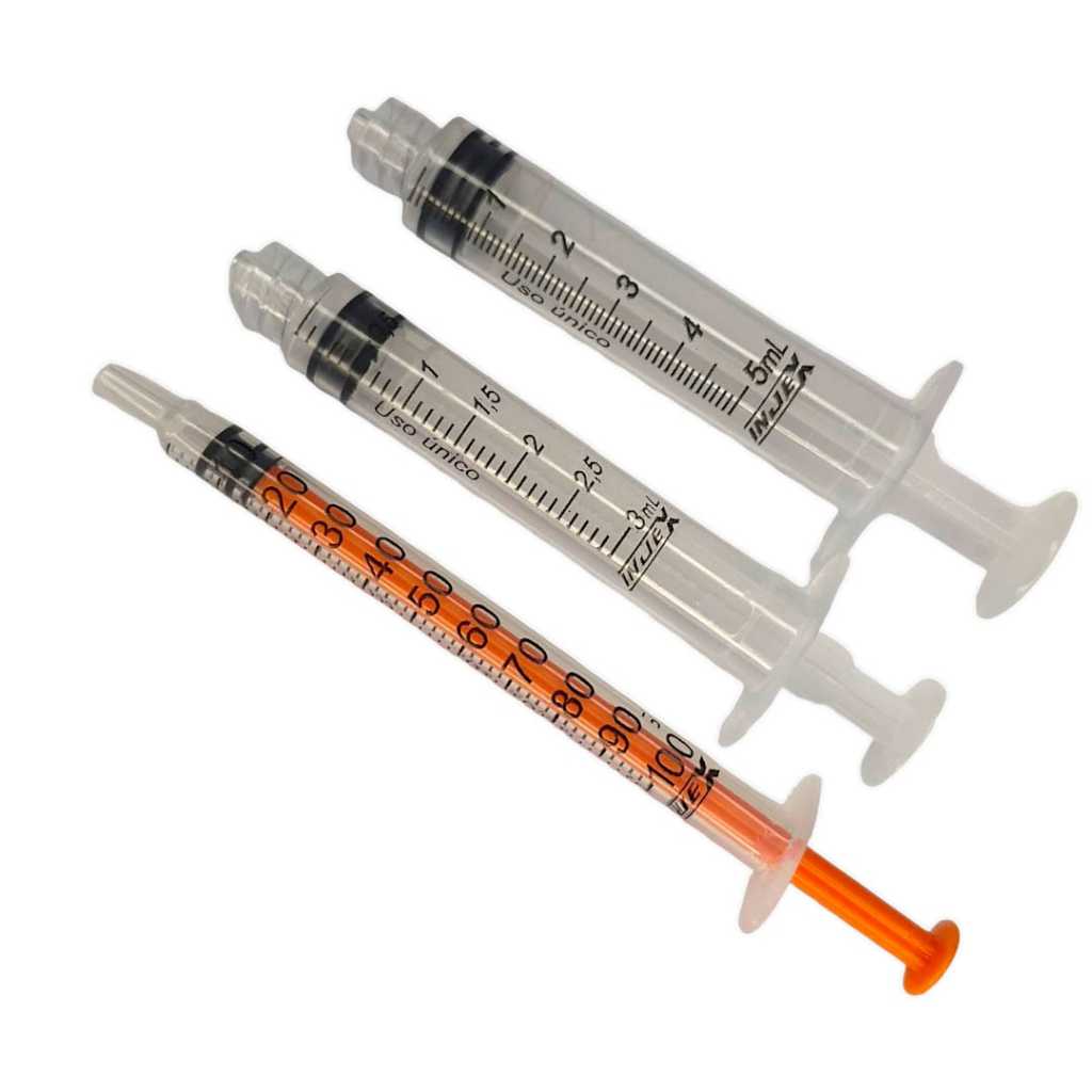 Seringa Sem Agulha Bico Lock Injex – 1ml, 3ml ou 5ml | Kit com 10, 50 ...