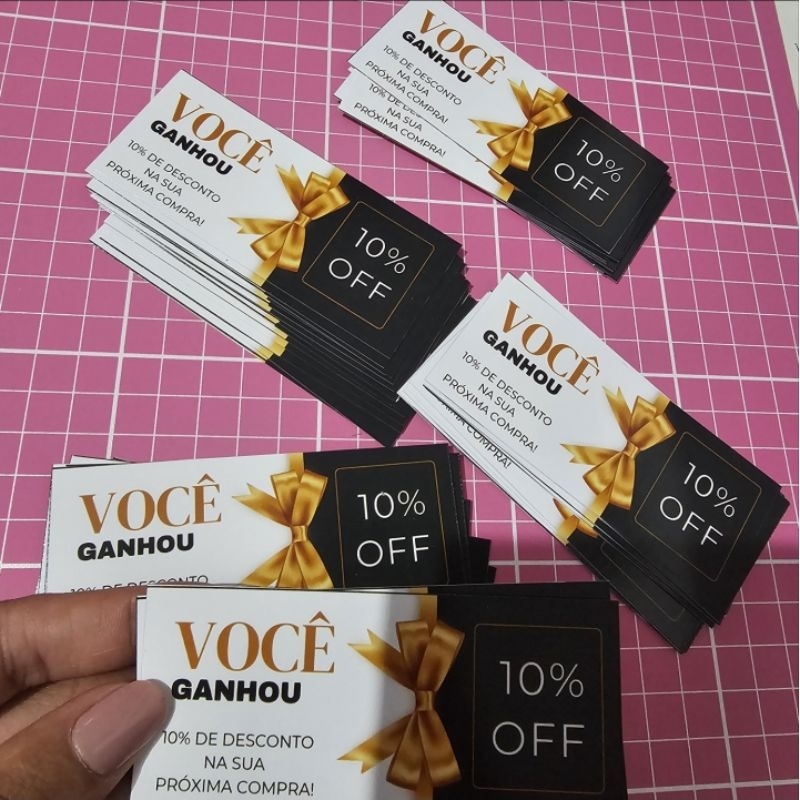 100 cupons de Desconto Para dar pro cliente,voucher 10% desconto loja ...