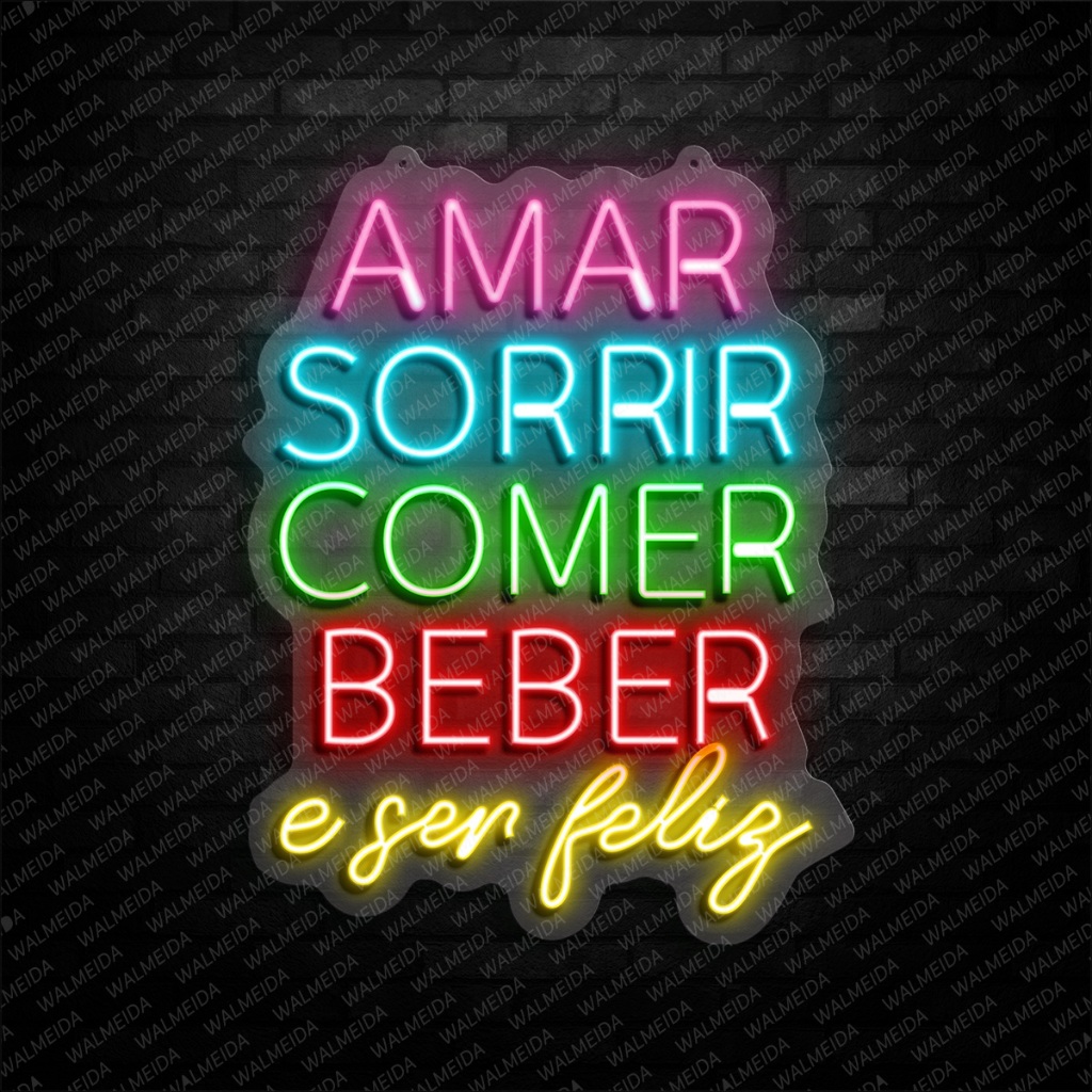 Neon LED Amar Sorrir Comer Beber Ser Feliz Parede | Shopee Brasil