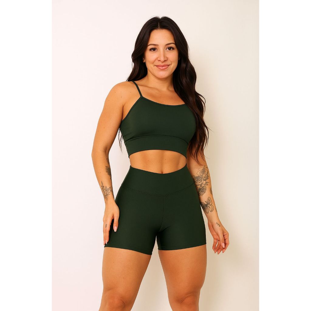 Conjunto feminino shorte e top Dry Fit,Conjunto Shorte e Top suplex ...