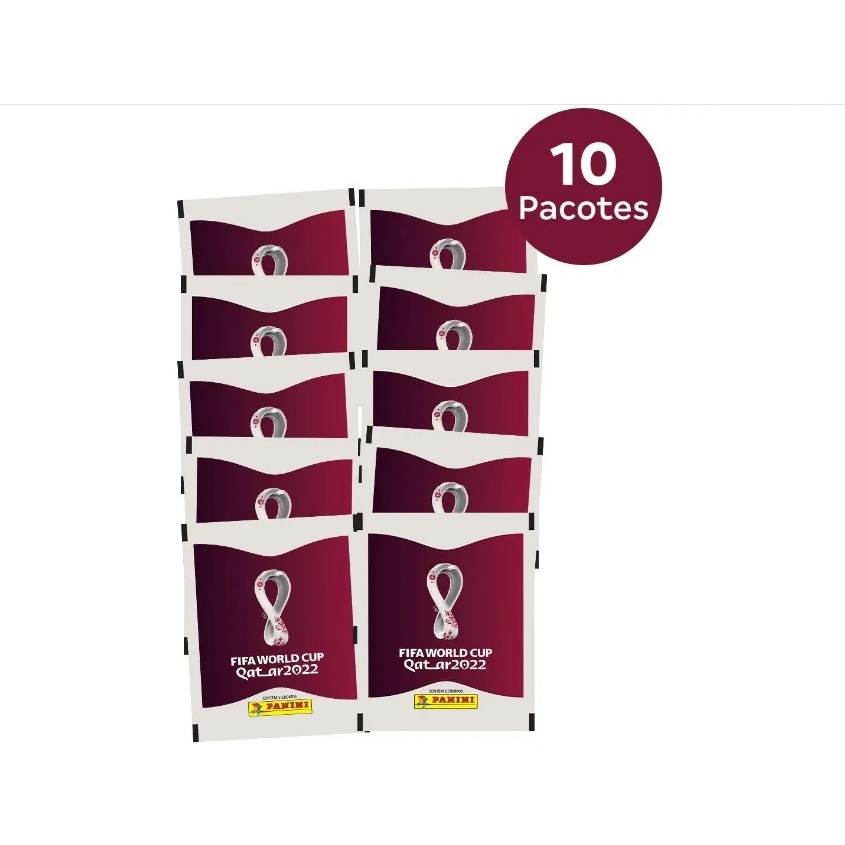 Pack com 10 Pacotes de Figurinhas Copa do Mundo FIFA Qatar 2022 Panini ...
