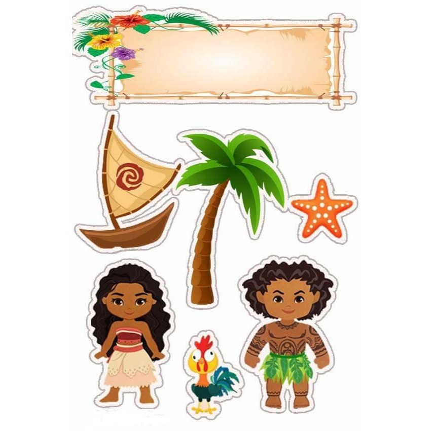 Topo Topper De Bolo Moana Maui Personalizado Nome Idade Fazemos Todos ...