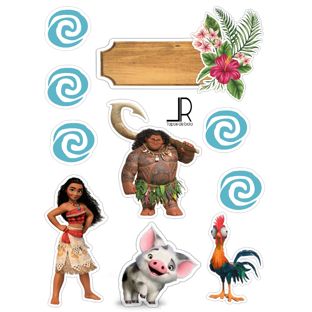 Topo Topper De Bolo Moana Maui Personalizado Nome Idade Fazemos Todos ...
