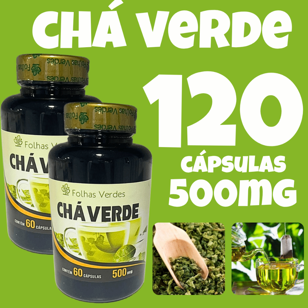 Kit com 2 Chá verde em cápsula - 60 cápsulas de 500mg 100% natural ...