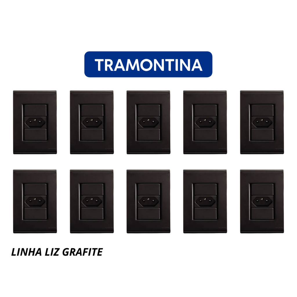 Tomada Simples 10A 4x2 Tramontina Liz Grafite - 10 Unidades | Shopee Brasil