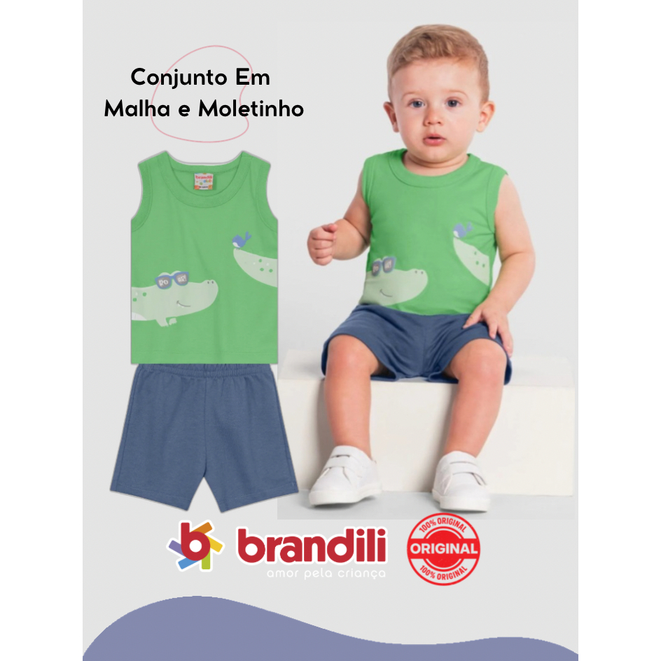 Conjunto Infantil Bebê Menino Brandili Jacaré Em Malha E Moletinho ...