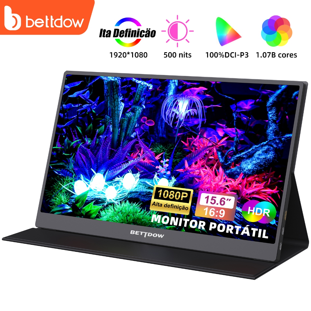 BETTDOW Monitor Portátil para laptop 15.6 ''1920*1080p 4k fhd ips ...