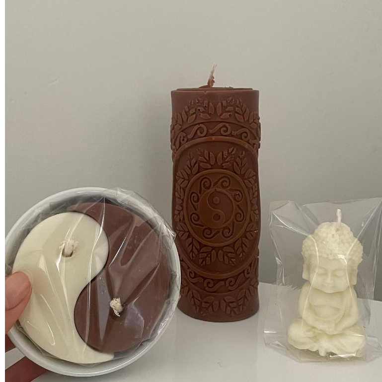 KIT ZEN - 3 velas com aroma | yin-yang bastão + yin-yang com pote ...