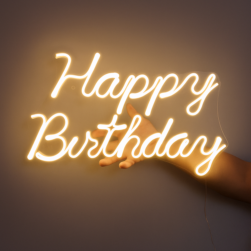 HAPPY BIRTHDAY em NEON de led Placa Luminosa Aniversário e Decoração ...