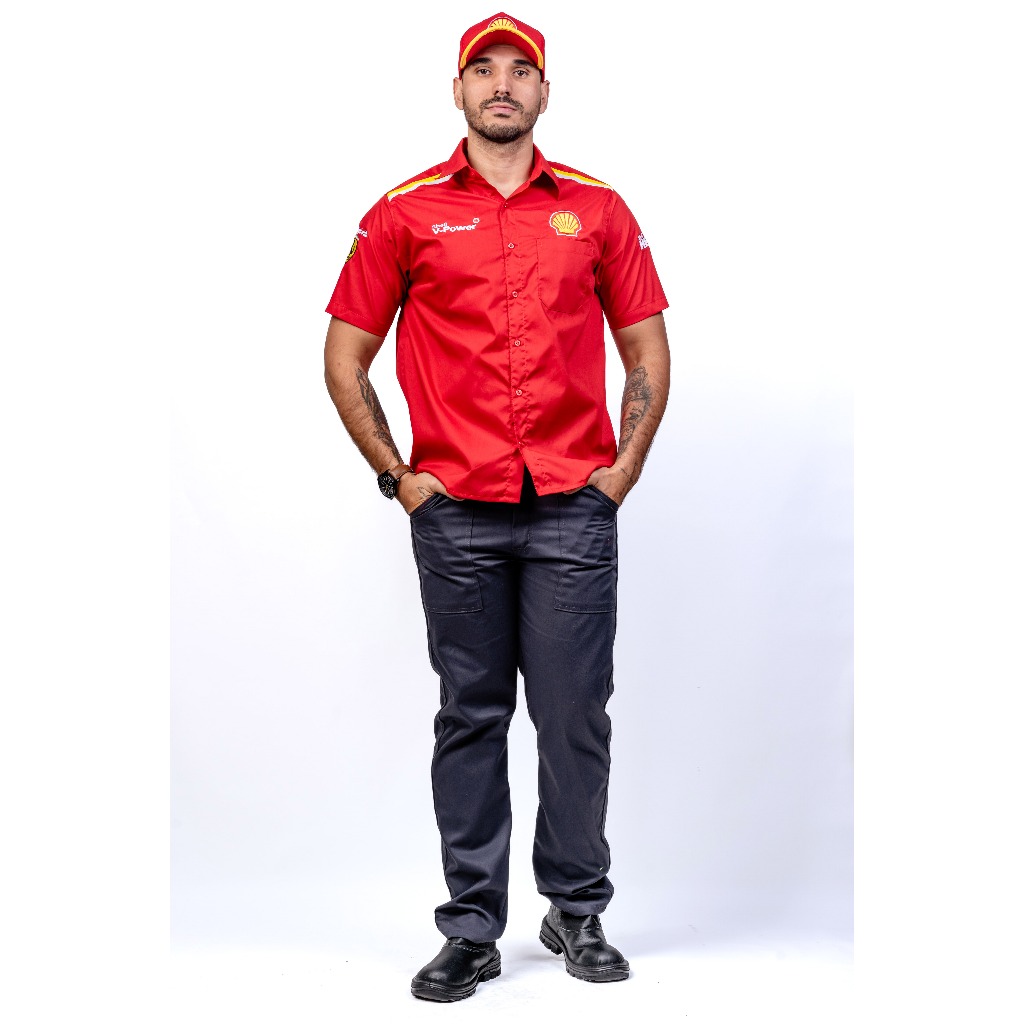 Uniforme Shell Camisa Masculina com Bordado | Shopee Brasil