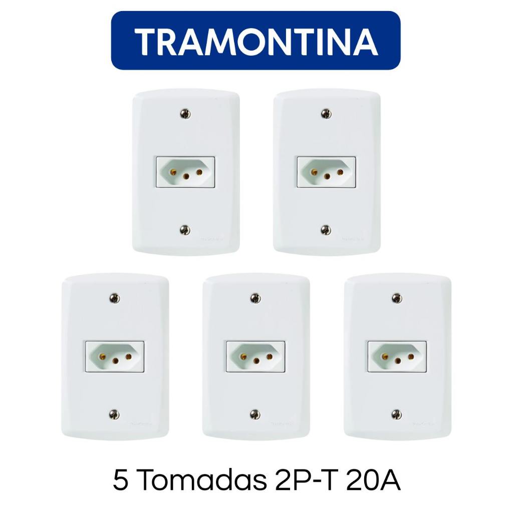 Tomada Simples Tramontina 4X2 Lux2 20A 250V Kit 5 Conjuntos | Shopee Brasil