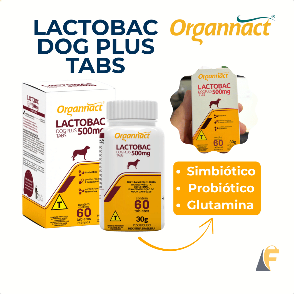 Lactobac Dog Plus 60 Tabs 30g Suplemento Cachorro Tablete Palatável ...