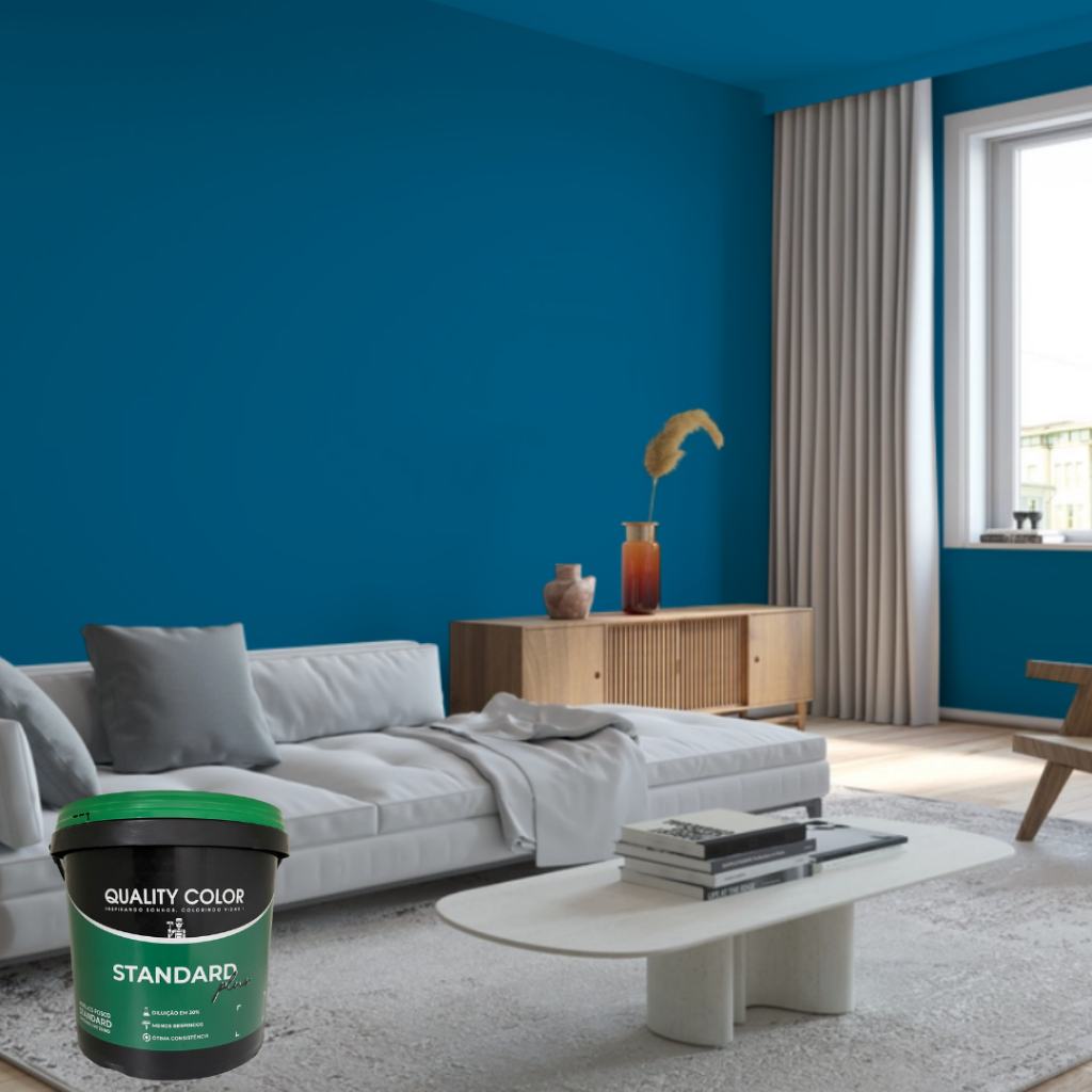 Tinta Standard Plus Azul Profundo Galão Rende e Cobre Muito Externa ...