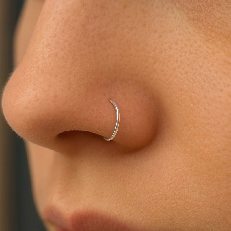 Piercing Argola Nariz Nostril Argola Lisa 8mm Prata 925 Nariz Tragus ...