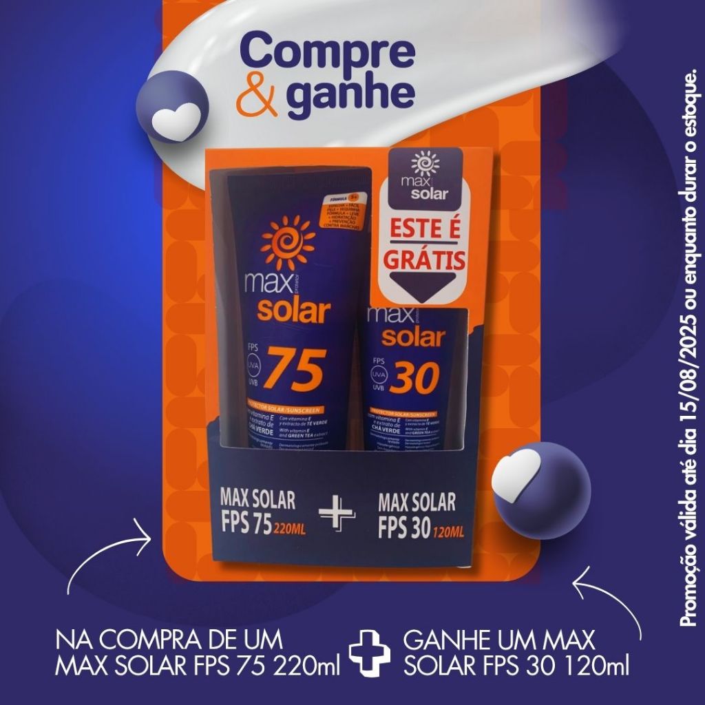 KIT MAX SOLAR FPS 75 220ML + MAX FPS 30 120ML | Shopee Brasil