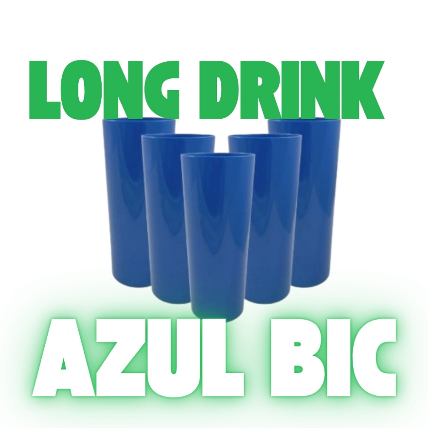 KIT 20 COPOS LONG DRINK AZUL BIC 350ML LISOS FECHADOS PARA ...