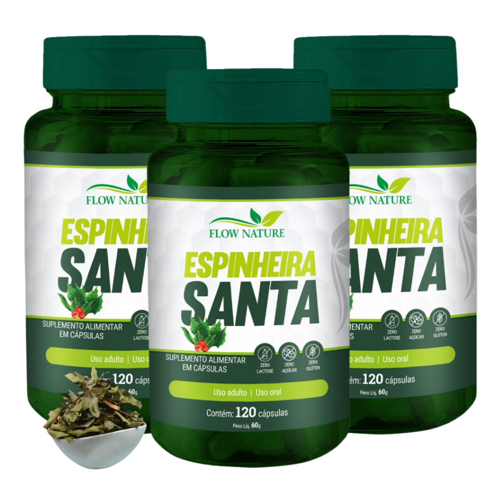 Espinheira Santa 100 Pura E Natural 120 Cápsulas De 500 Mg Kits Com