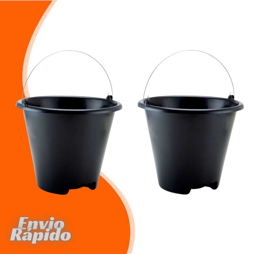 Kit 2 X Baldes Plastico Reforçado 20 Litros Com Alça Metal Para Limpeza ...