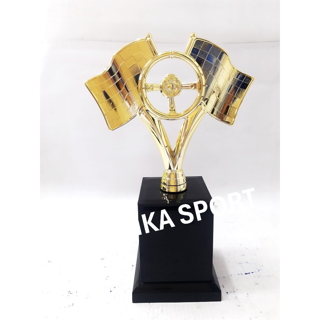 Troféu Automobilismo Bandeira Volante Ouro 21cm BV6 {Personalizo ...