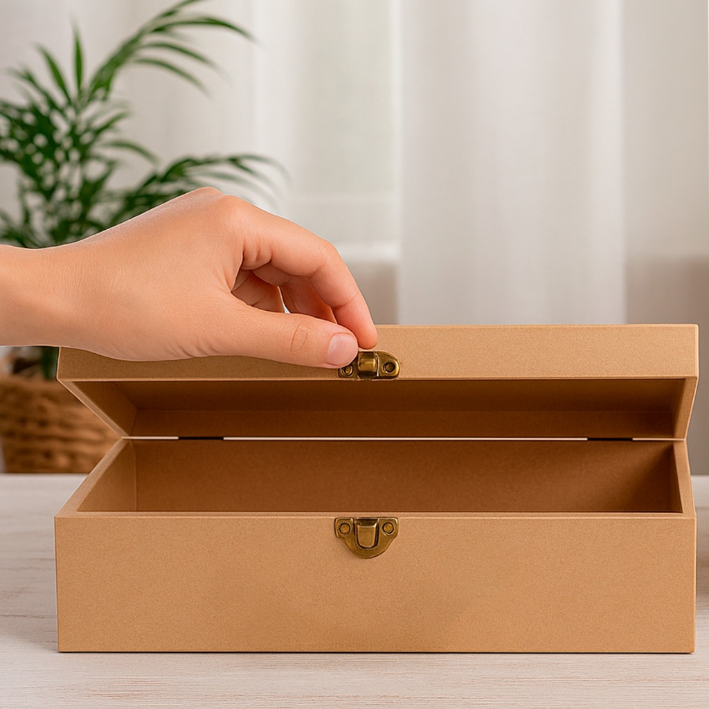 Caixa Box Para Kit Presente em MDF Natural Rustica Bau com Fecho ...