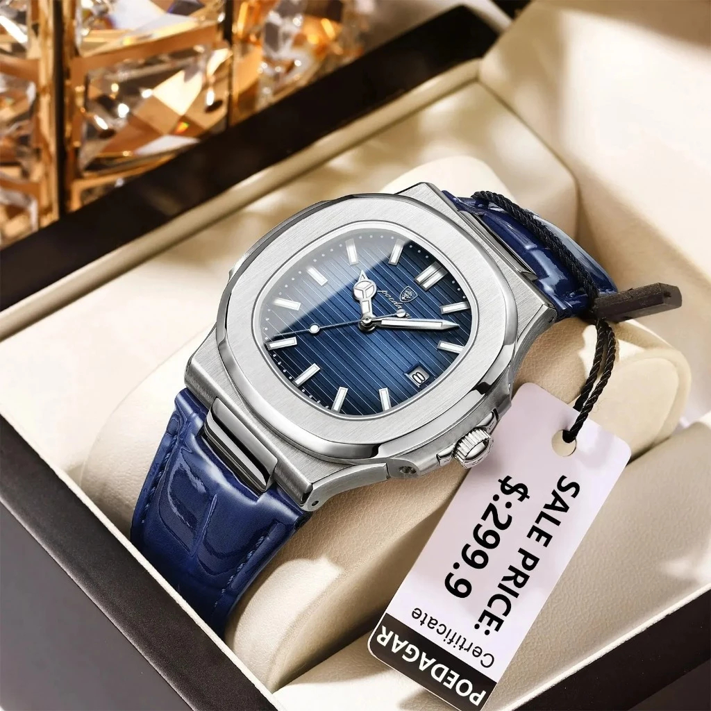 POEDAGAR Relógio de Quartz À Prova D'Água Luminoso Masculino de Couro ...