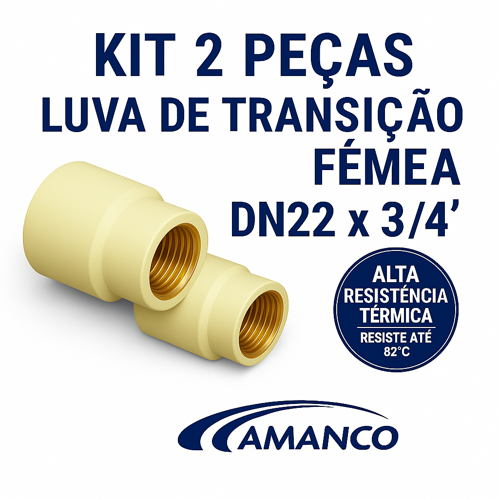 kit com 2 luvas de transição fêmea DN22 x 3/4" Amanco | Shopee Brasil