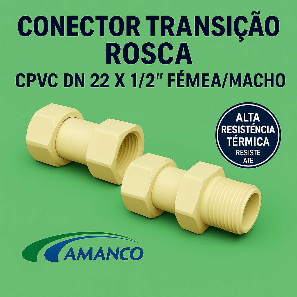 Kit com 2 Conectores CPVC DN22 x 1/2" Fêmea/Macho da Amanco | Shopee Brasil