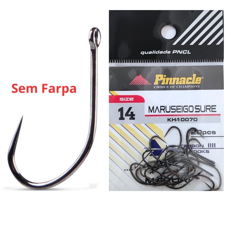 Anzol Pinnacle sem Fisga (farpa), Maruseigo Sure, marca Maruri, Blacknickel (preto)- Vários ...