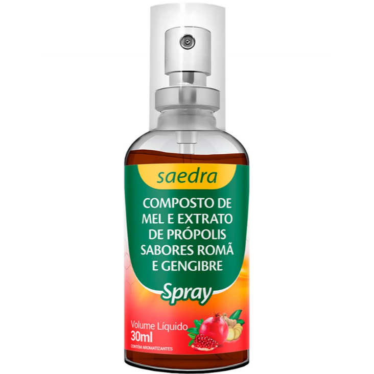 Mel + Extrato De Própolis Sabor Romã + Gengibre Spray 30Ml Saedra ...