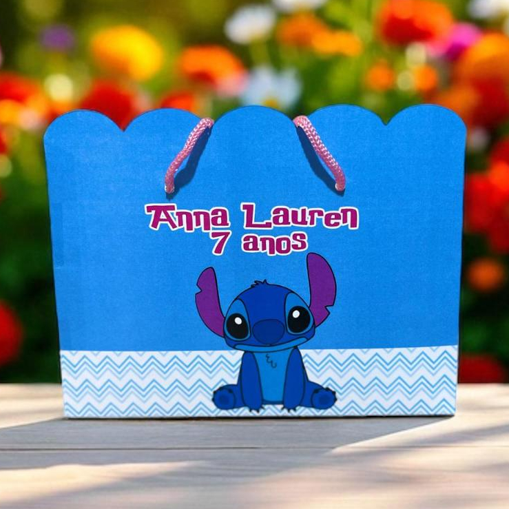 10 Sacolinhas M Stitch Personalizadas Com Nome e Idade Para Festas ...