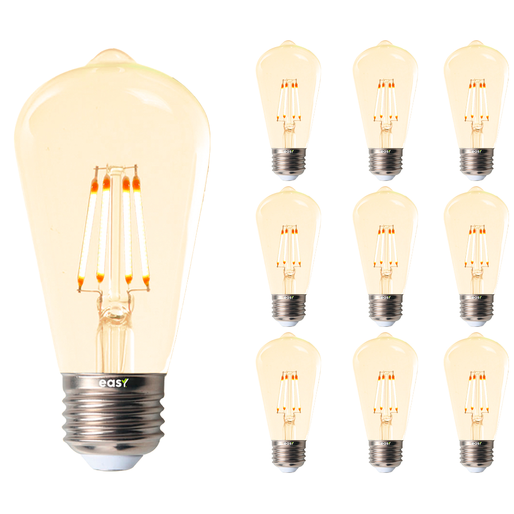 Kit 10 Lâmpadas Led Filamento Retro St64 Bivolt E27 Easy 2400k | Shopee ...