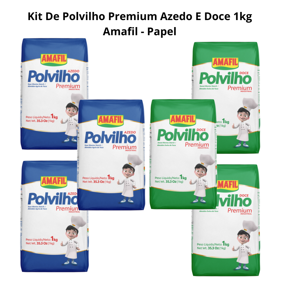 Kit Polvilho De Mandioca Premium 3 Azedo 3 Doce Amafil 1kg - PP - 6 ...
