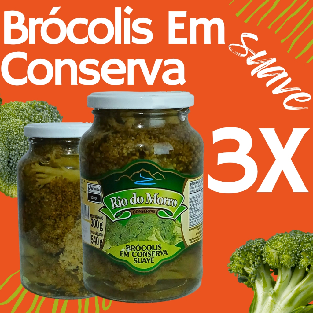 Kit 3 Brócolis Em Conserva Suave 300g Rio Do Morro | Shopee Brasil