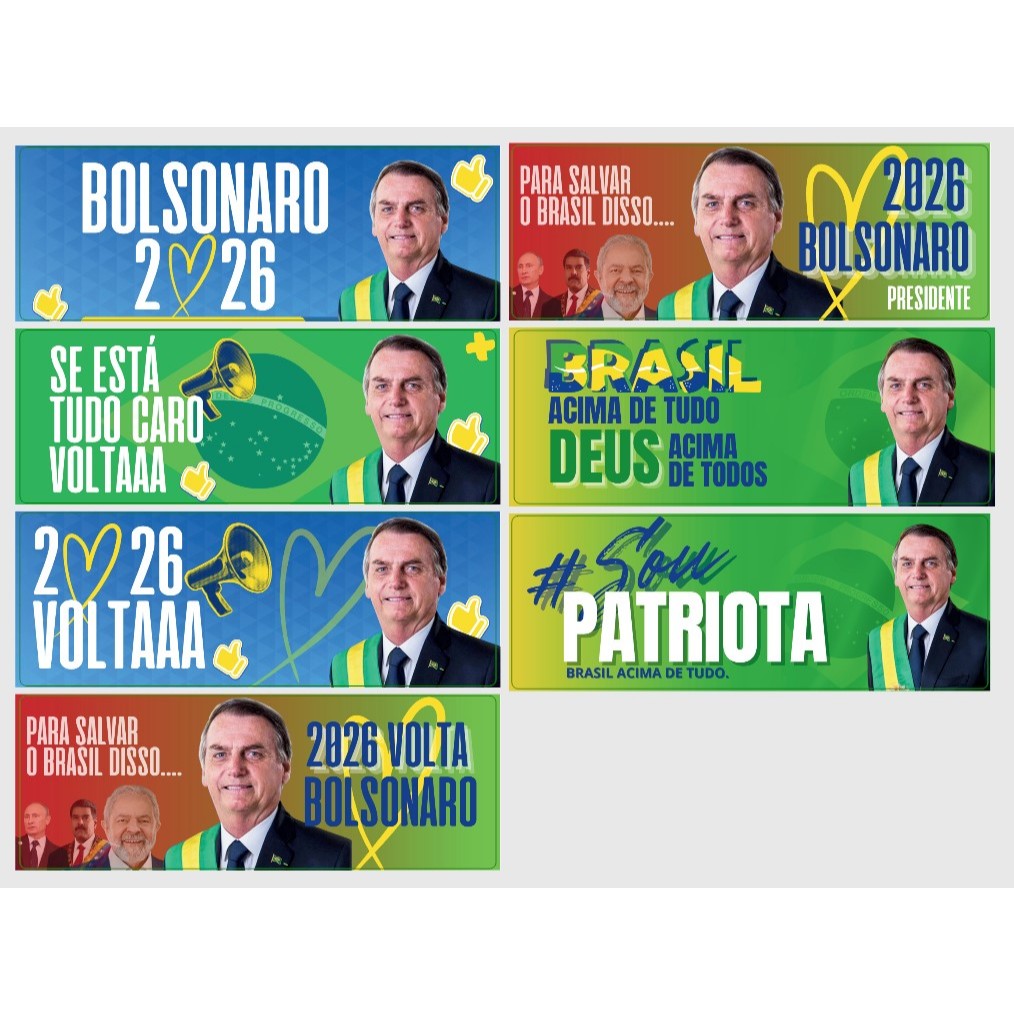 Adesivo "bandeira" - Bolsonaro - 1 unidade - diversos modelos - 22x8 cm ...