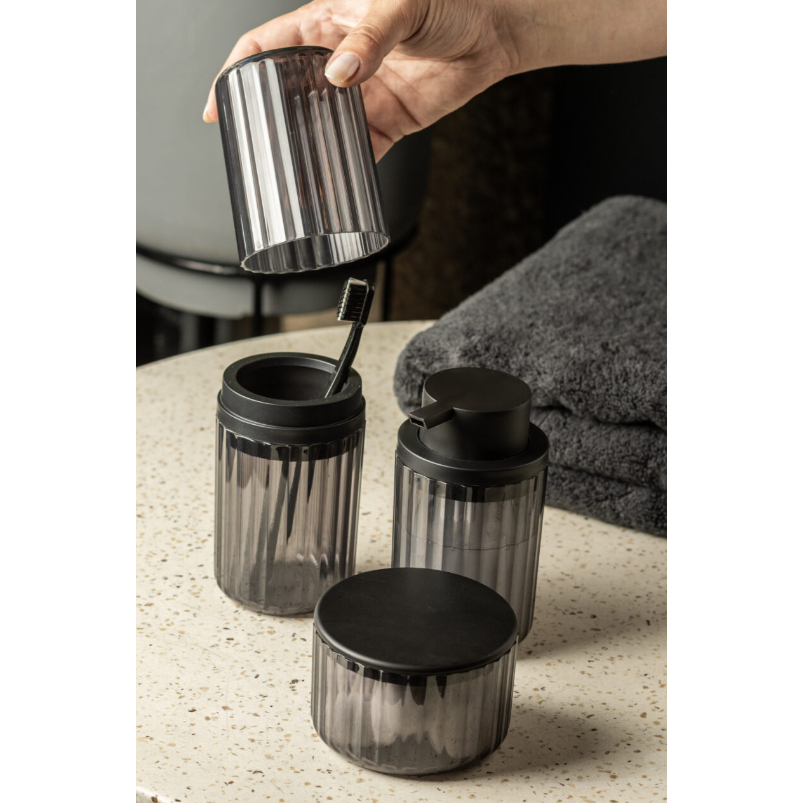 Porta Escova Groove Banheiro Lavado Pote Ou Plástico Com Tampa | Shopee ...