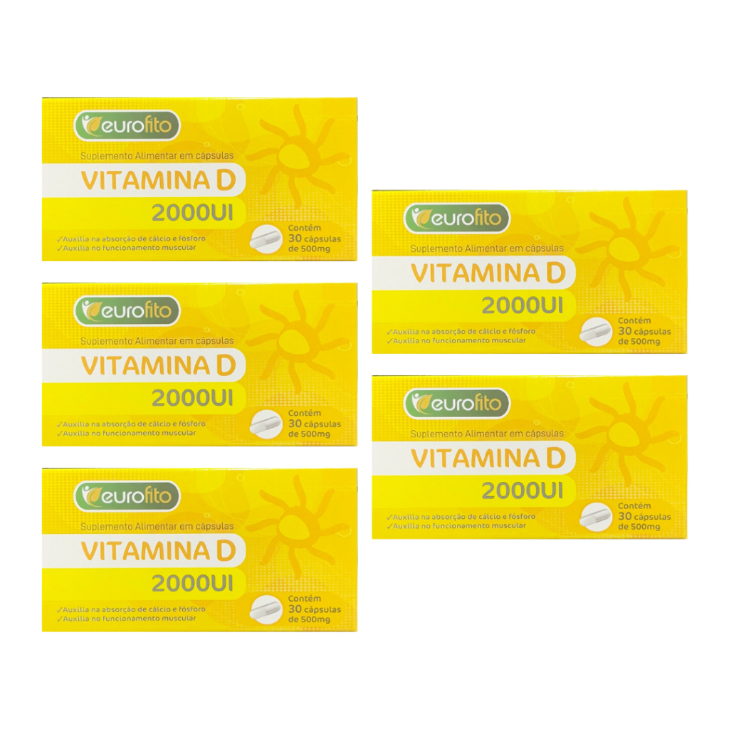 Kit 5 Vitamina D 2000 Ui 30 Capsulas | Shopee Brasil