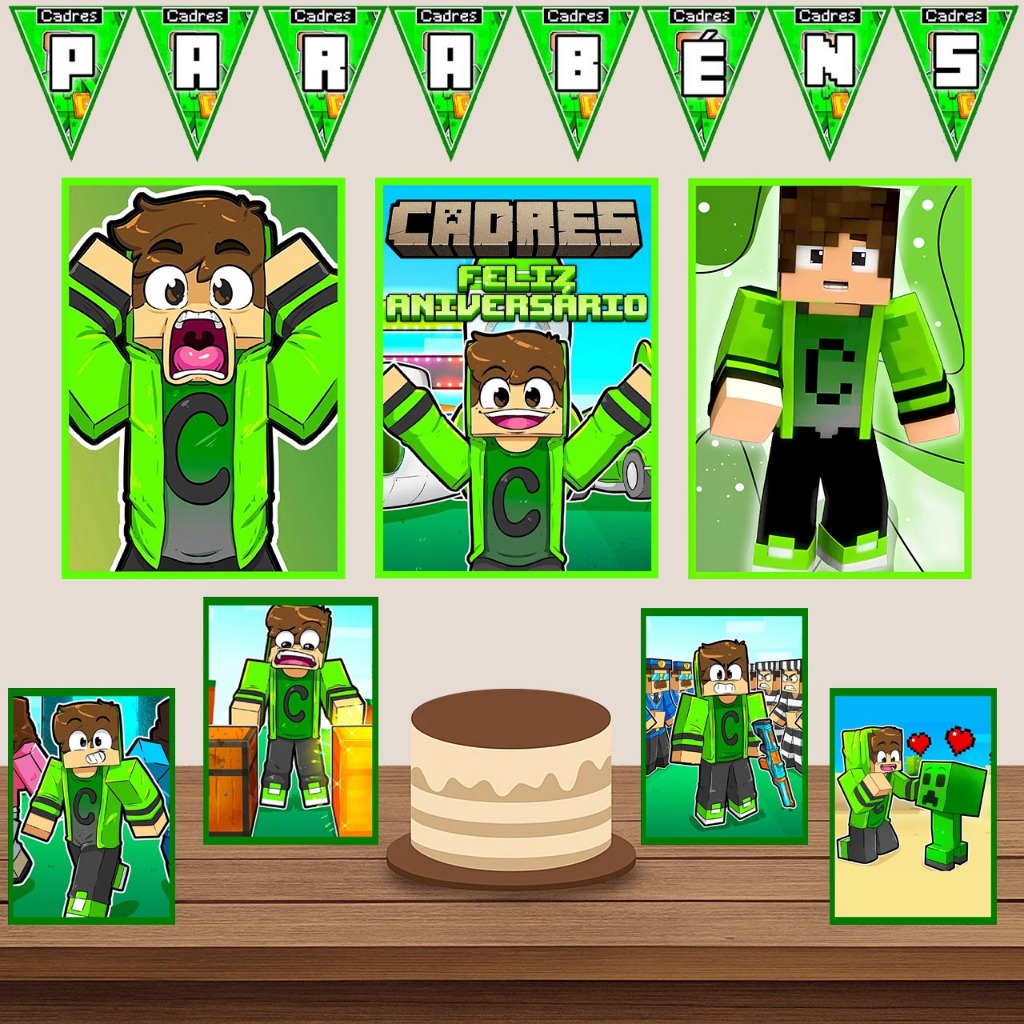 Kit festa CADRES - Festa infantil - Aniversário em casa tema MINECRAFT ...