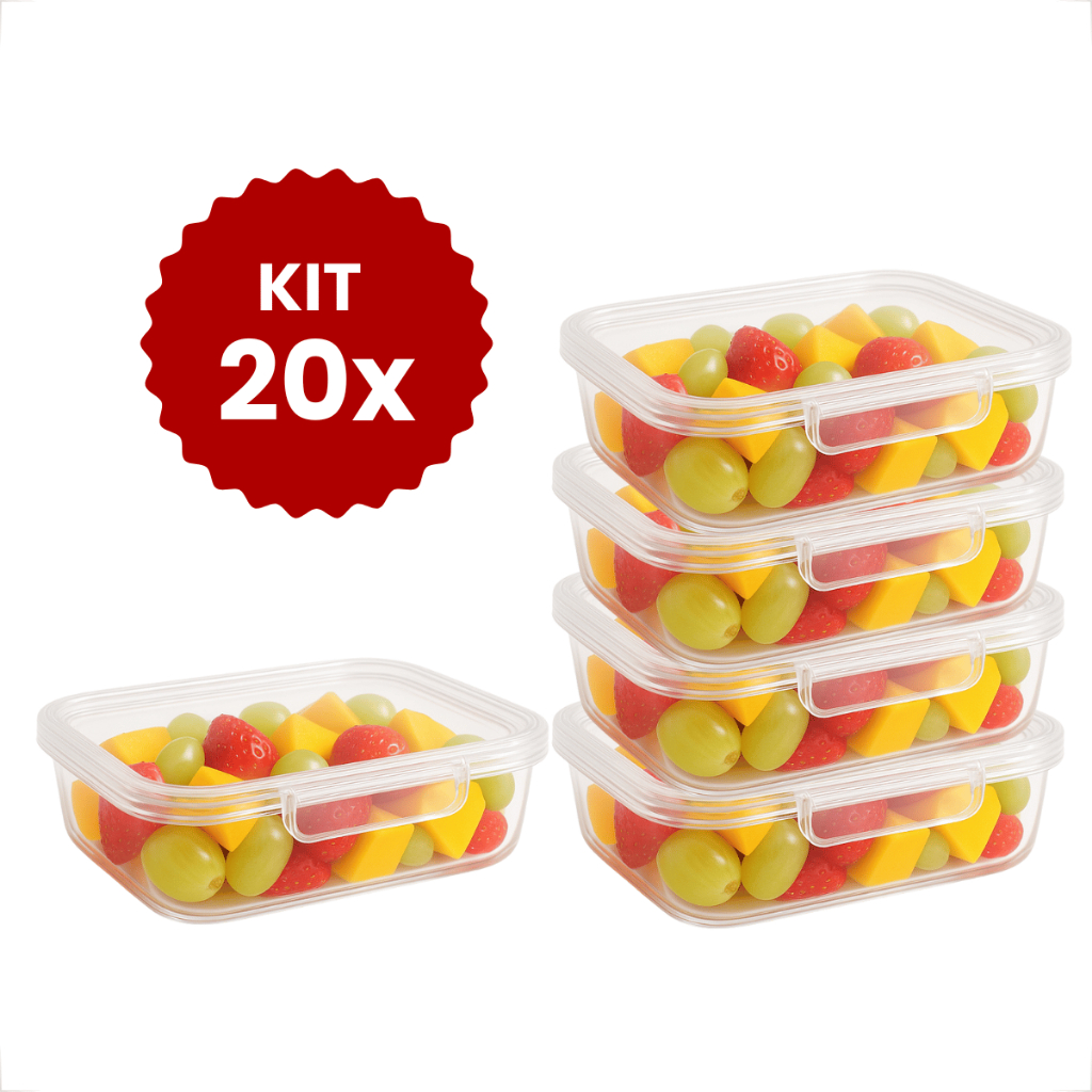 Kits Pote Marmita Hermético Plástica Transparente 500ml Para Frutas e ...