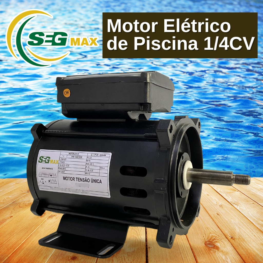 Motor Elétrico Reposição Motobomba Bomba Piscina Igui 1/4cv Monofásico ...