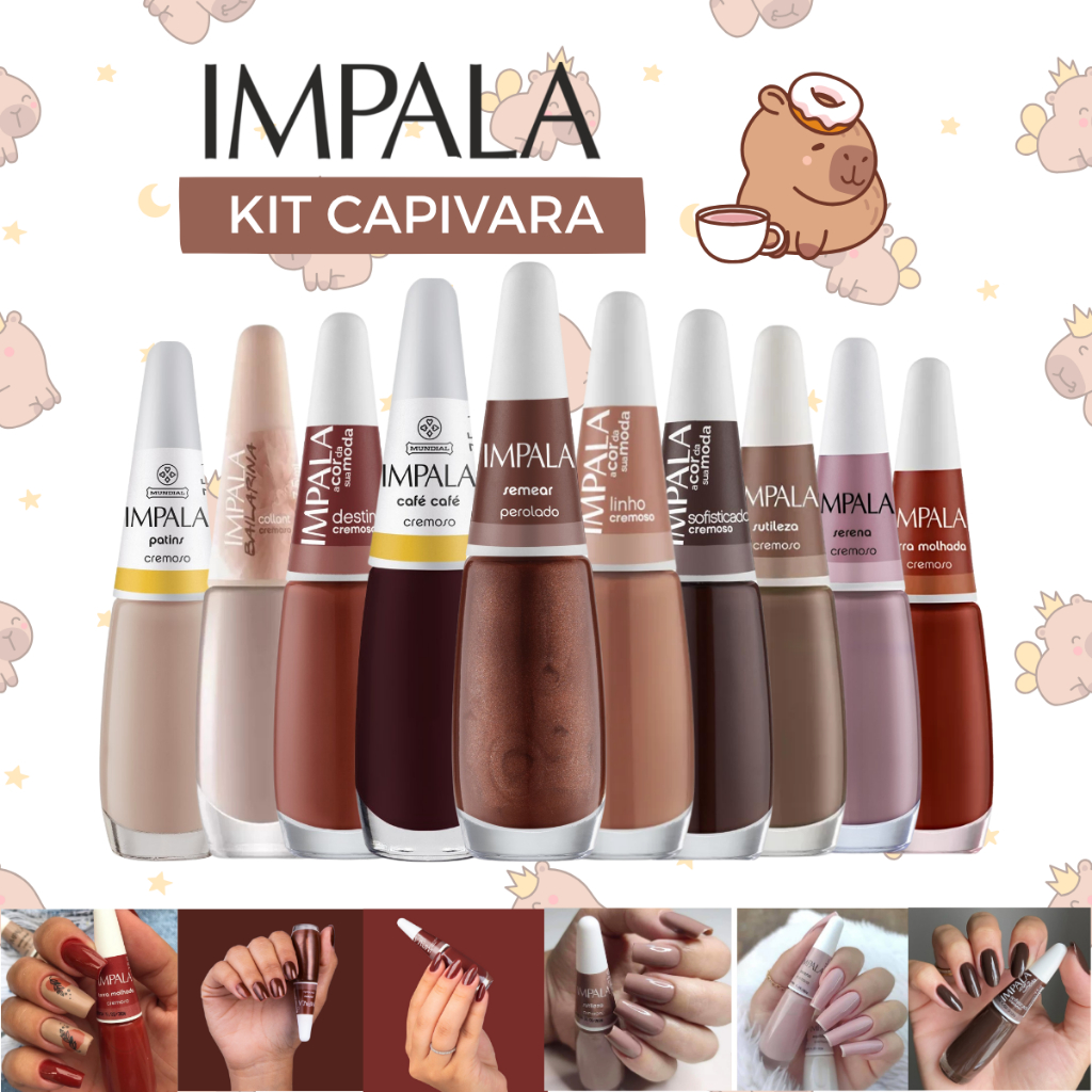 Kit de Esmaltes Impala Tons de Marrom Tendência Capivara Lançamento ...